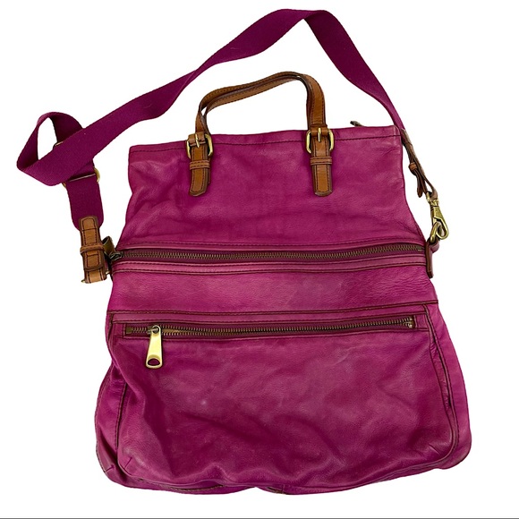 Fossil | Bags | Fossil Explorer Leather Crossbody Tote Fold Bag | Poshmark